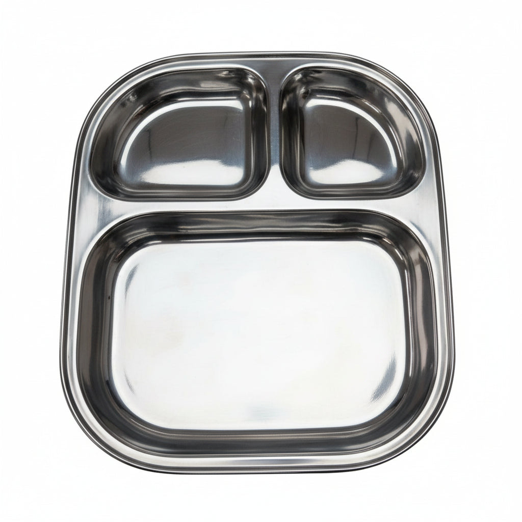 3-Partition Stainless Steel MOMO Plate | Buy Online – Mall ko