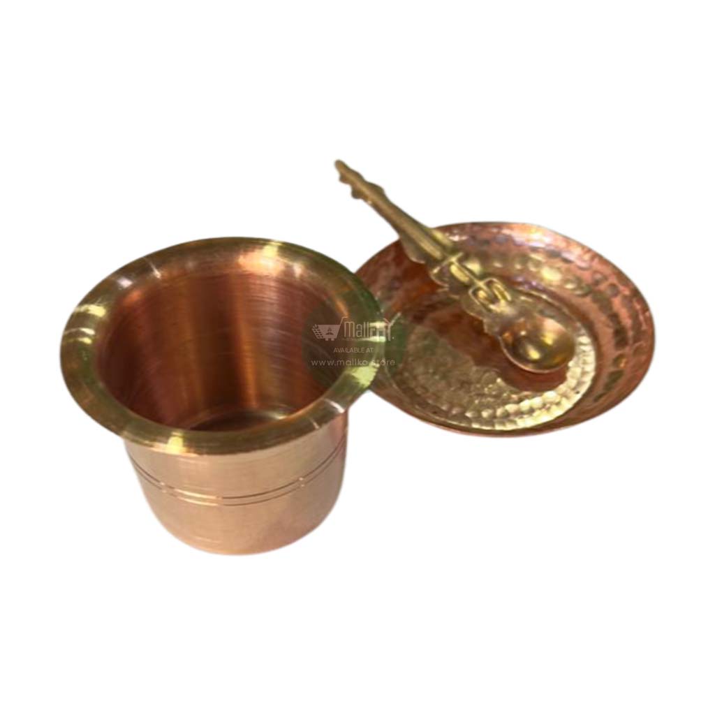 Copper Pancha Patra Set – Nepali Handcrafted Puja Vessels – Mall ko